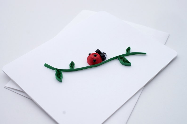 Handmade Card quilled Card Paper Quilling Paper Art Ladybug Card Blank ...