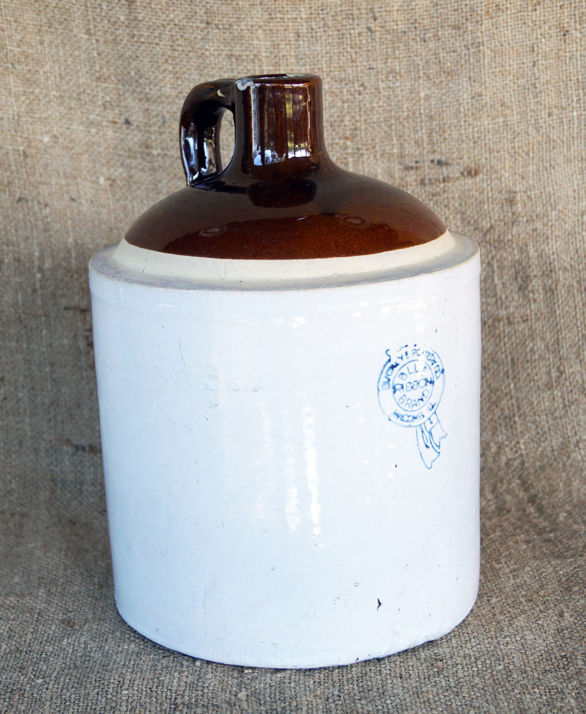 BUCKEYE BLUE RIBBON Brand Stoneware Jug From Macomb Ill. | Etsy