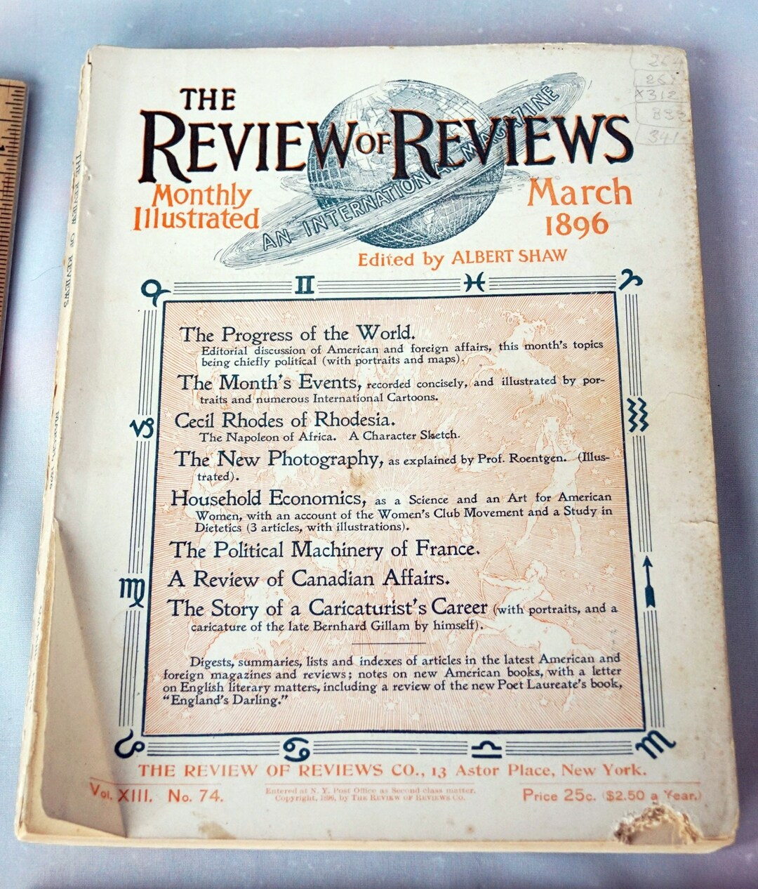 MARCH 1896 -the REVIEW of Reviews-rare Historical Magazine: Pub. in New ...