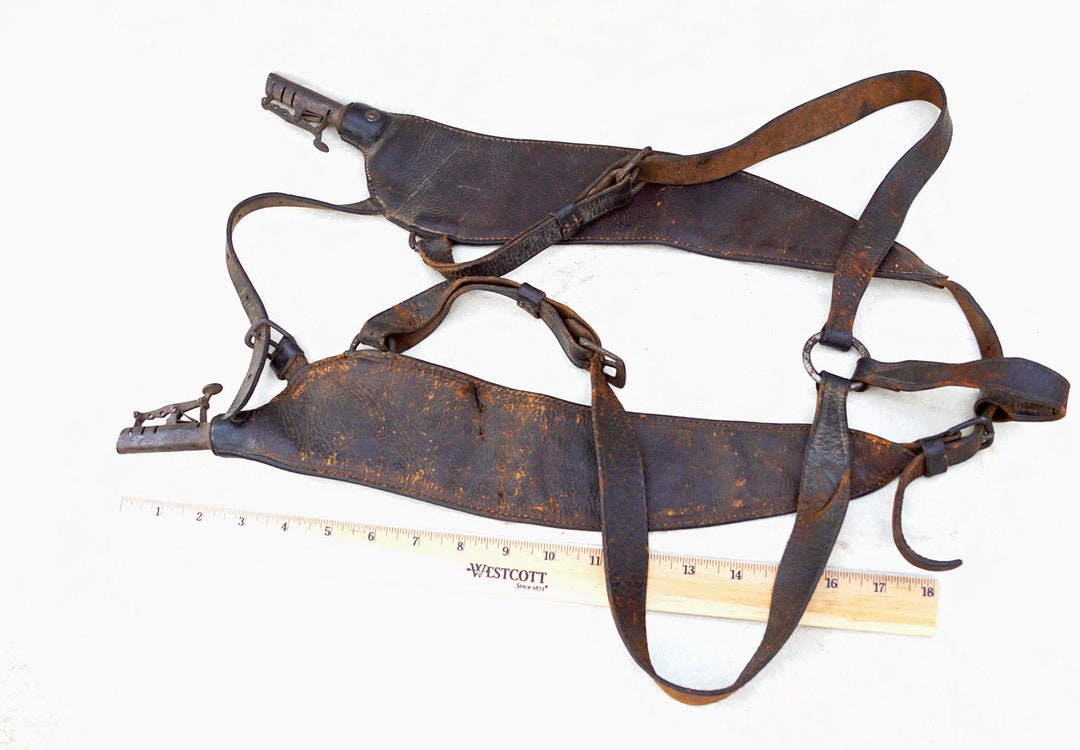 Antique CIVIL WAR Leather Gunpowder Flask: Rare, DOUBLE Black Powder ...