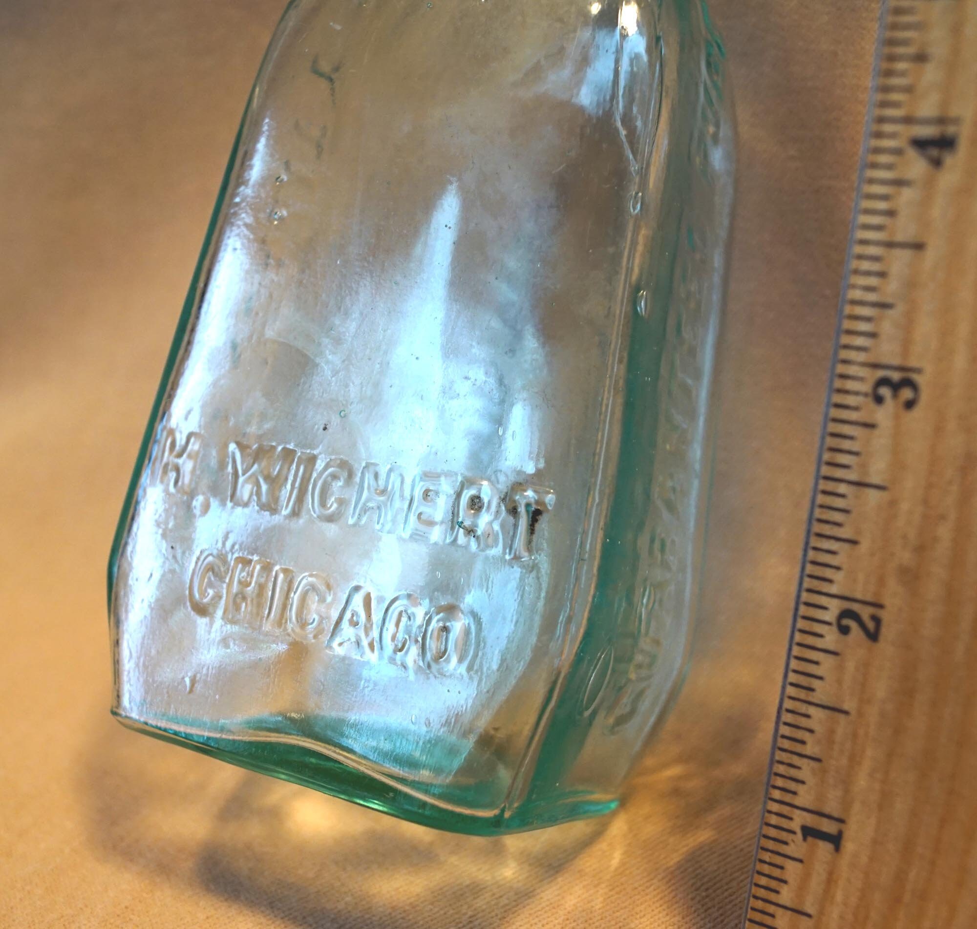 1800's H. WICHERT CHICAGO CONDIMENT Aqua Bottle Best | Etsy