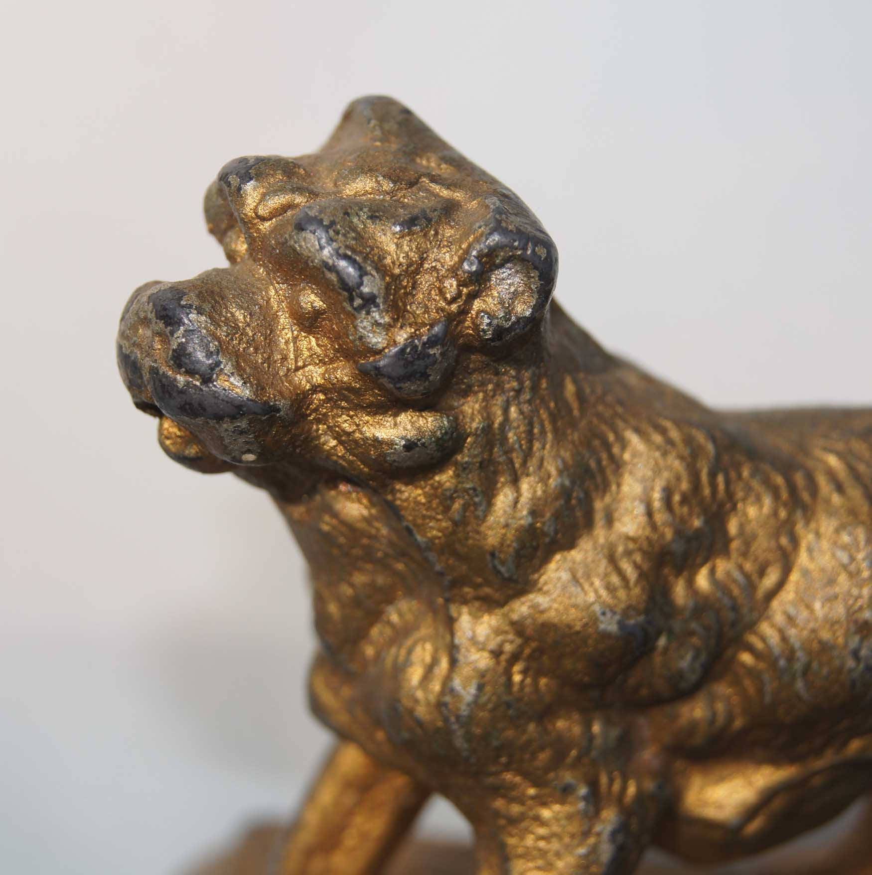 Antique CAST METAL DOG Statue Bulldog or Terrier Canine With | Etsy