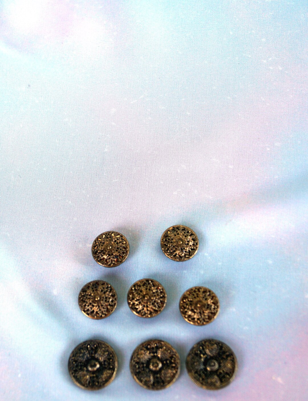 Vintage FILIGREE BRASS BUTTONS (1960's ?) Set of 5 and Group of 3: Good ...