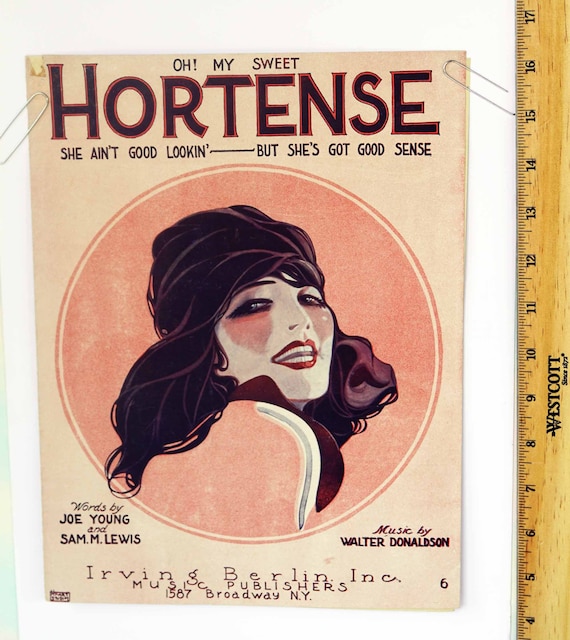 1921sheet Music Oh MY SWEET HORTENSE: Post W W 1 Piano | Etsy
