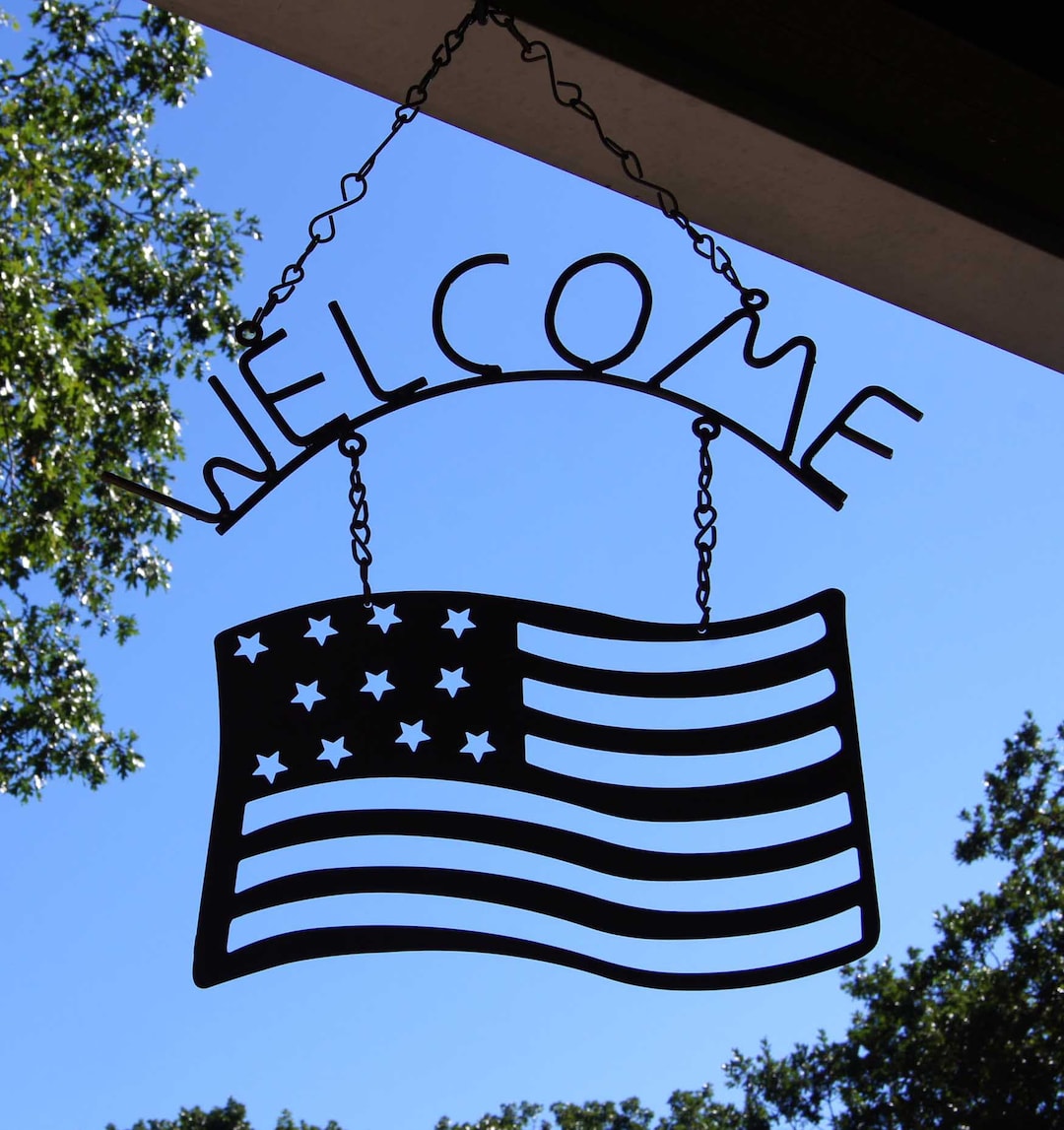 FLAG WELCOME SIGN - Metal Western, Farm or Rustic "folk" Decor - Our ...