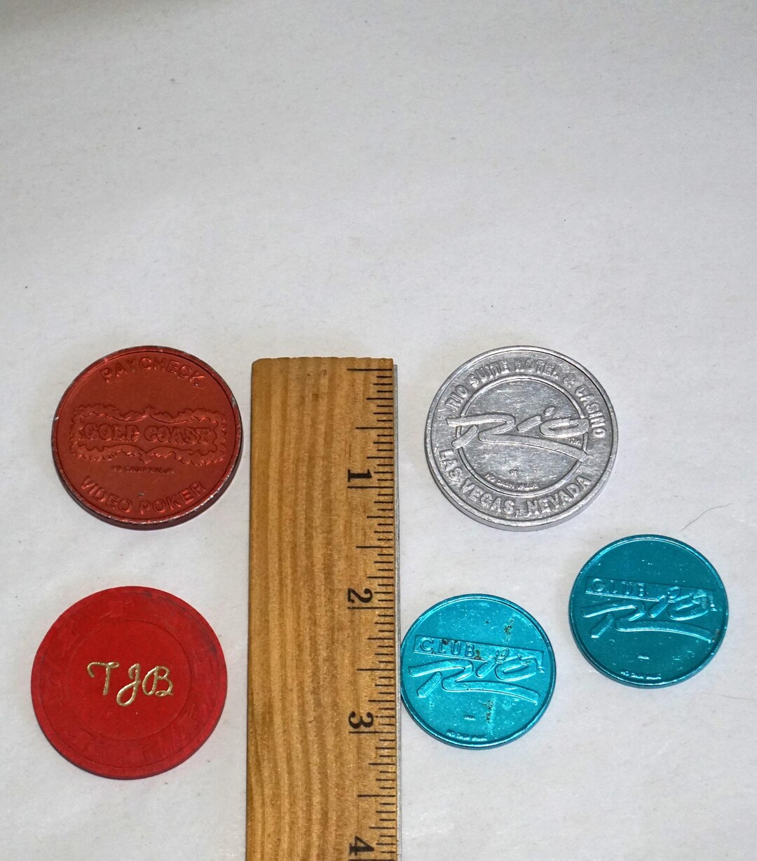 5 ASSORTED TOKENS From Las VEGAS: Poker Wheel Video Poker - Etsy