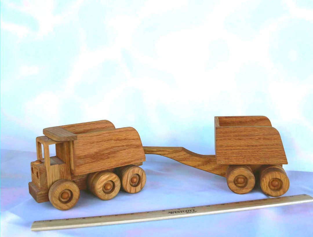 Handcrafted Wood BOX TRUCK and TRAILER- Simple "folk Type" Push or Pull ...