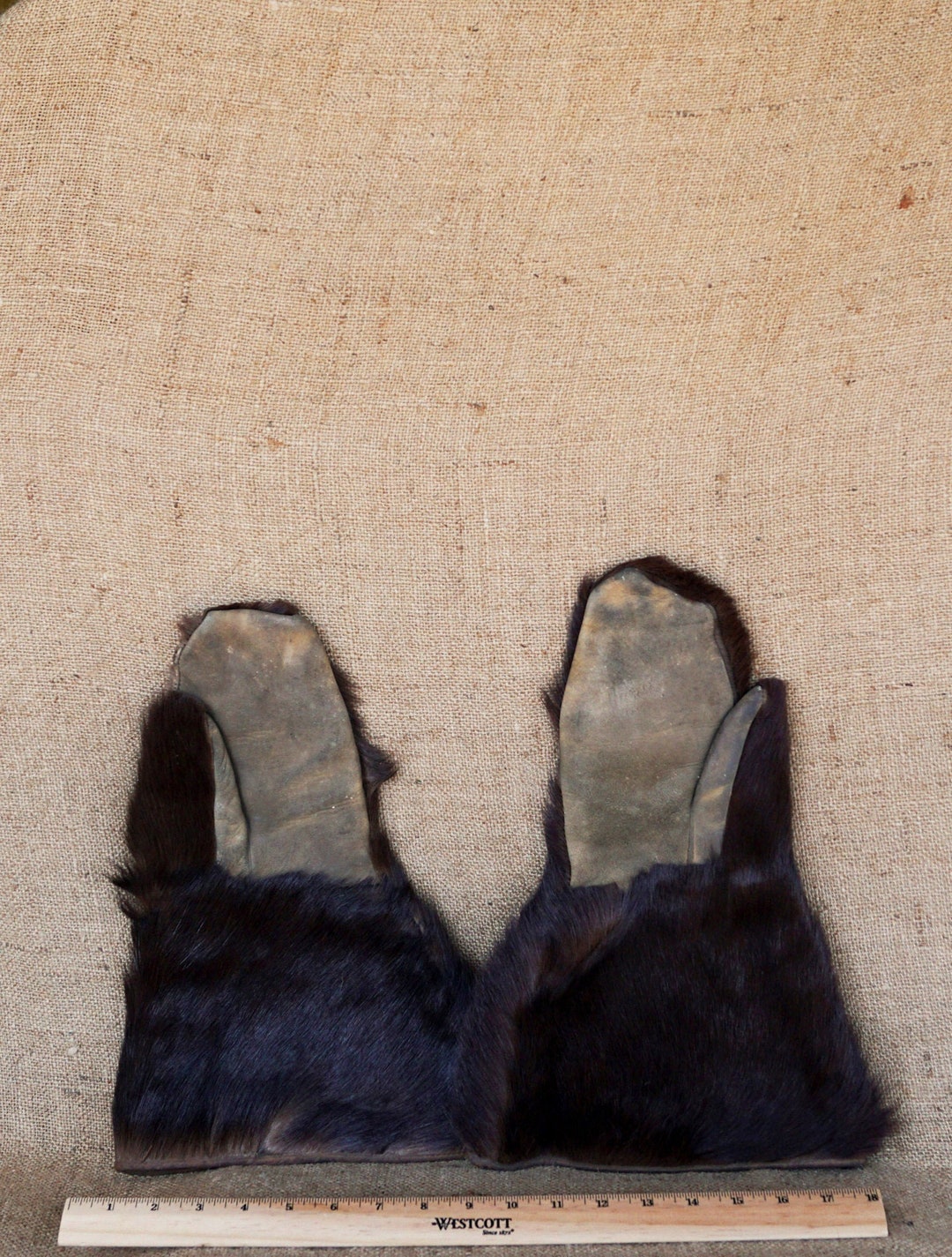 Mt. Man's GAUNTLET FUR & HIDE Mittens, Early 1900’s: Rare Cowboy ...