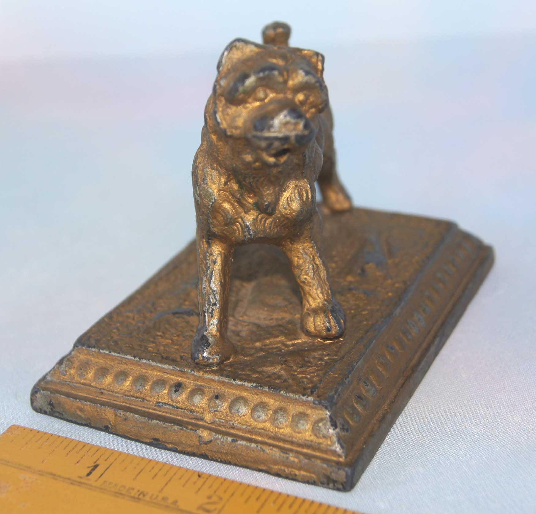 Antique CAST METAL DOG Statue Bulldog or Terrier Canine With | Etsy