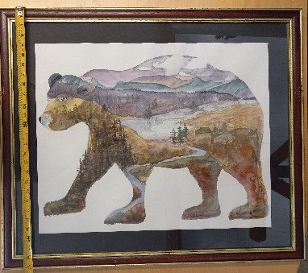 ORIGINAL "bearscape #3" Large Watercolor Painting. Bear, Nature, Scenic ...