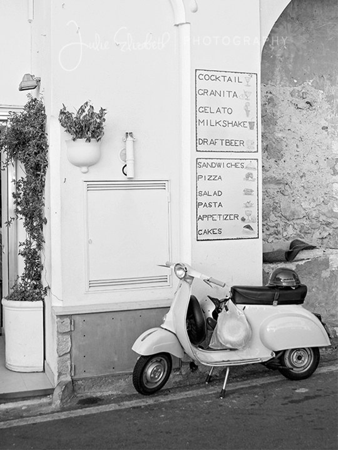 Vintage Vespa, Italian Cafe, Menu, Positano, Italy, Fine Art ...