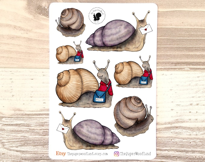 Snail Mail Stickers, Cute Snail Stationary, Watercolor Handmade Snail ...
