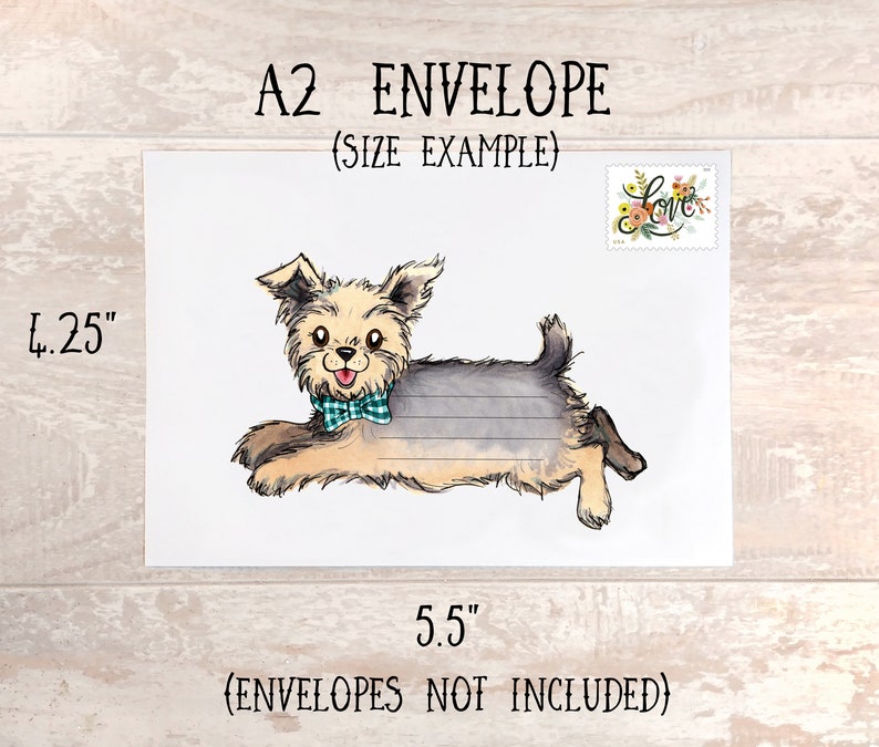 Yorkie Dog Envelope Address Labels, Dog Stationary, Watercolor Handmade ...
