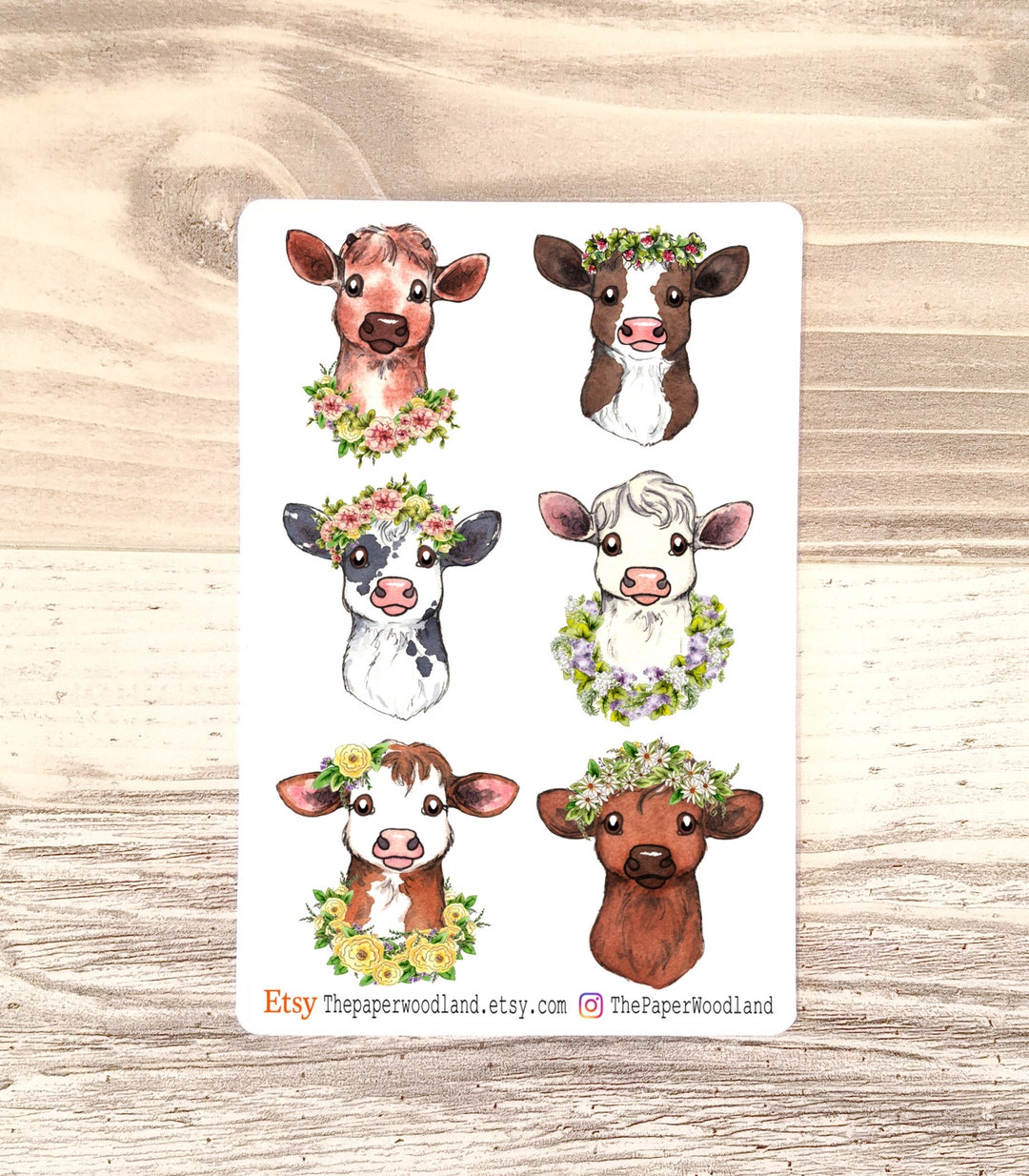Cow Summer Planner Stickers, Cute Calf Stickers - Etsy