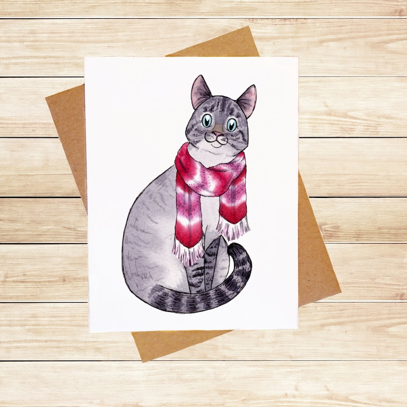 Cute Cat Card - Etsy