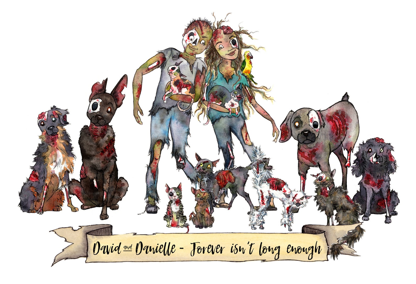 Zombie Gift Zombie Family Portrait Custom Zombie Portrait - Etsy