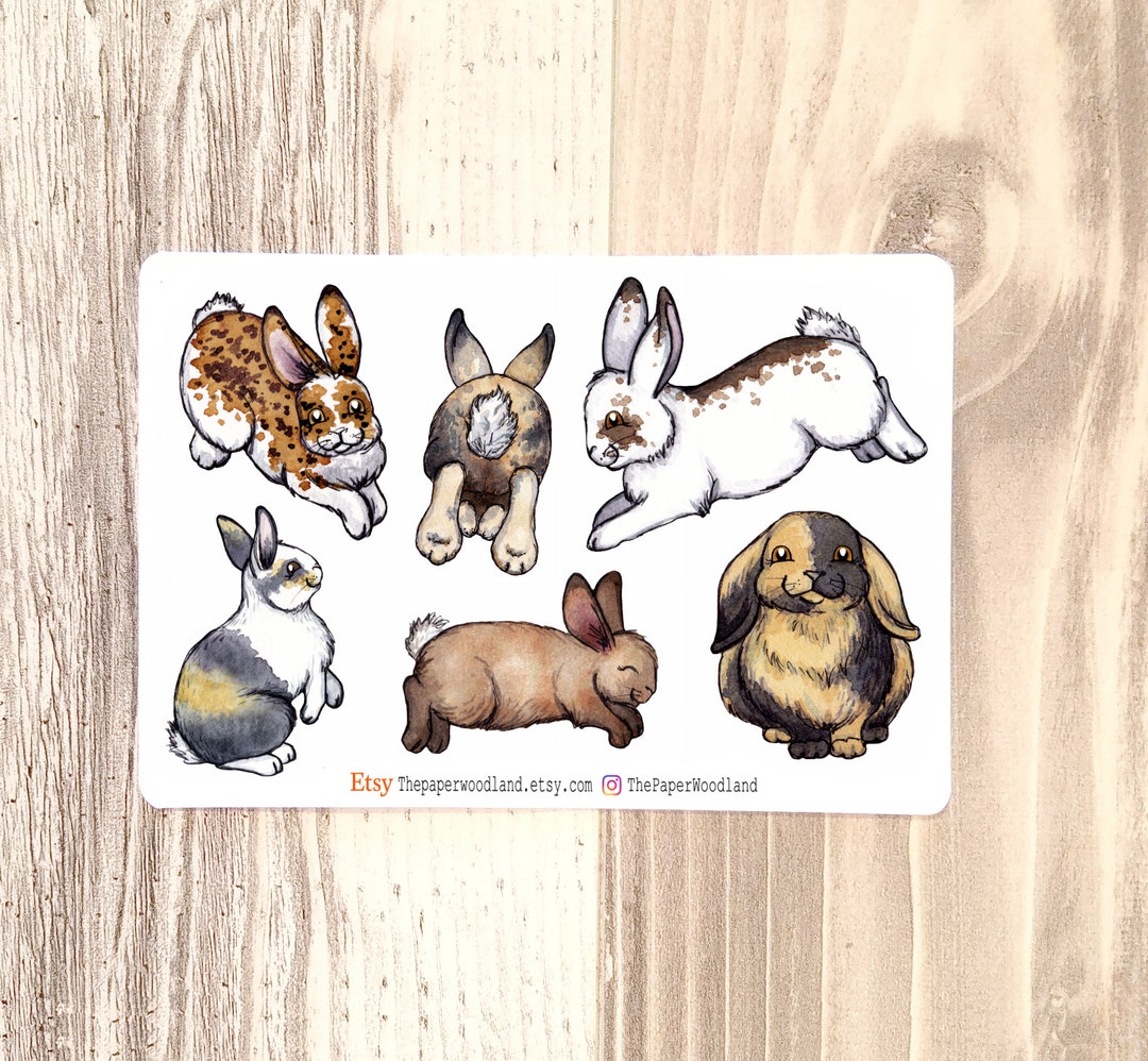 Cute Bunny Stickers, Rabbit Planner Stickers, Animal Stickers, Farm ...