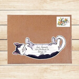 Cat Lover Envelope Address Labels, Cute Cat Stationary, Watercolor ...