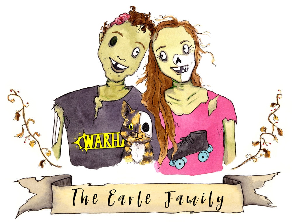 Zombie Gift Zombie Family Portrait Custom Zombie Portrait - Etsy