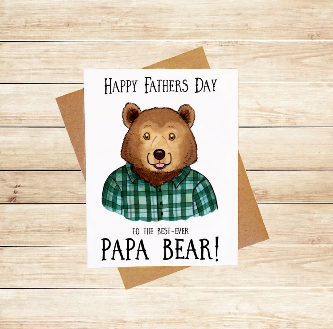 Cute Fathers Day Card, Papa Bear Card, Watercolor Greeting Card - Etsy