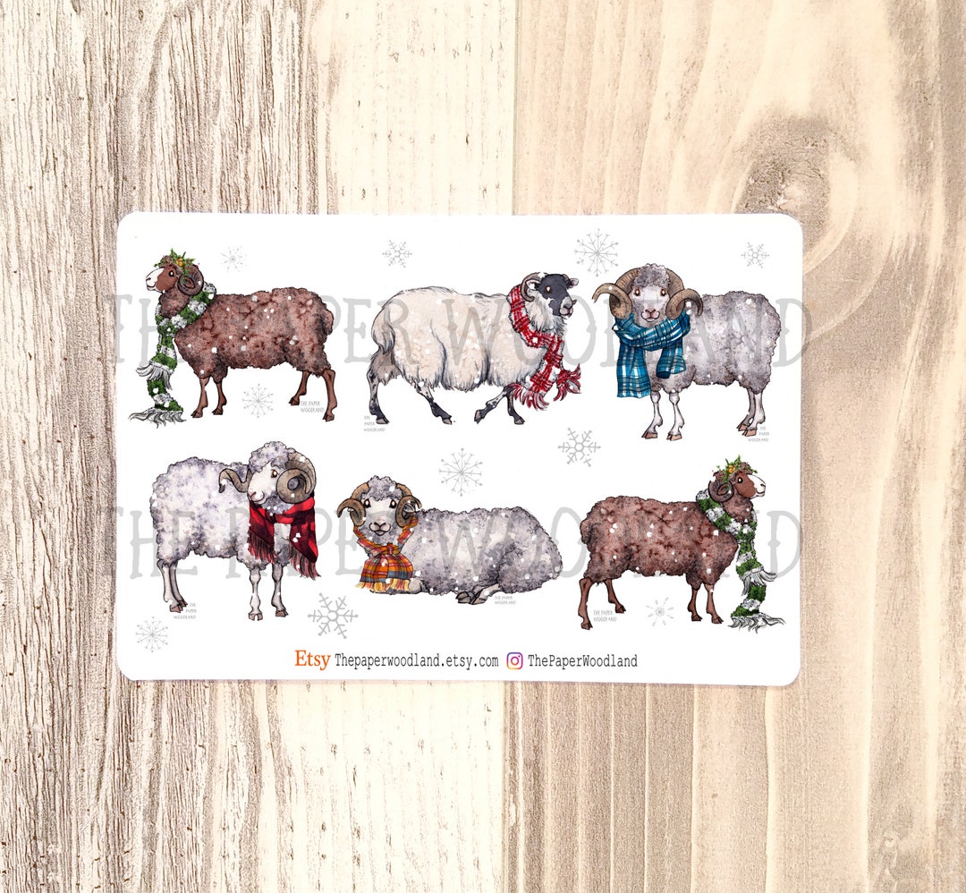 Cute Sheep in Scarves Stickers, Winter Farm Sticker - Etsy