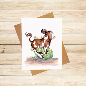 Donkey Card Cute Animal Card Farm Watercolor Greeting Card - Etsy
