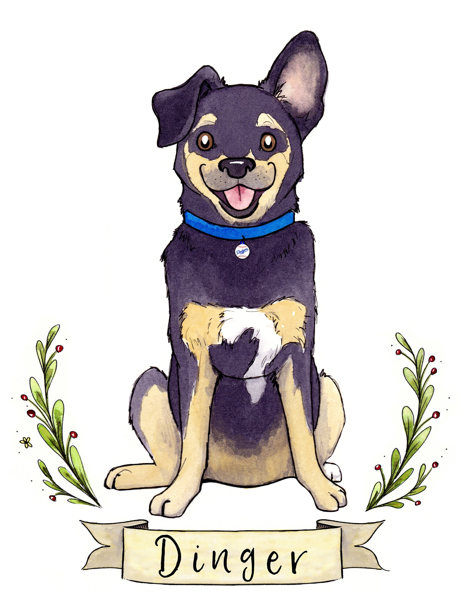 Pet Portrait Watercolor Illustration Hand Drawn Gift - Etsy