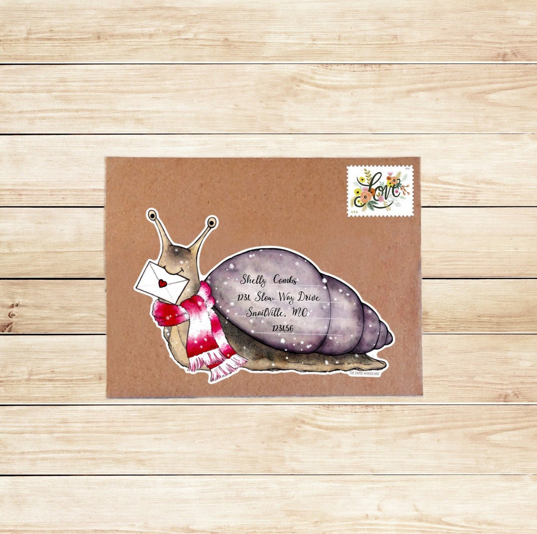 Snail Mail Address Labels, Cute Snail Stationary, Watercolor Handmade ...