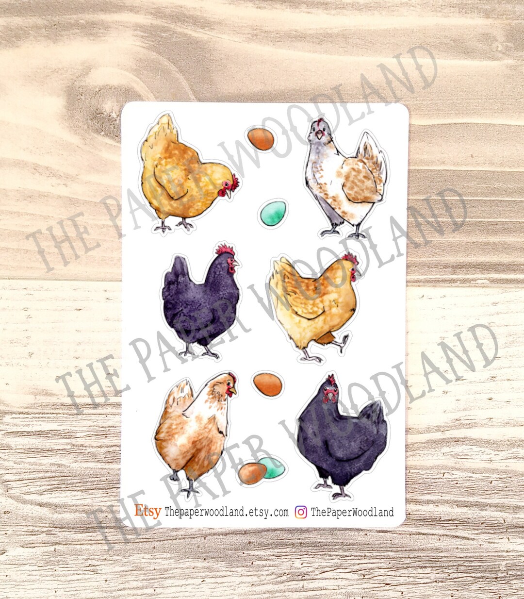 Chicken Planner Stickers, Cute Farm Stickers, Hand Drawn Watercolor Hen ...