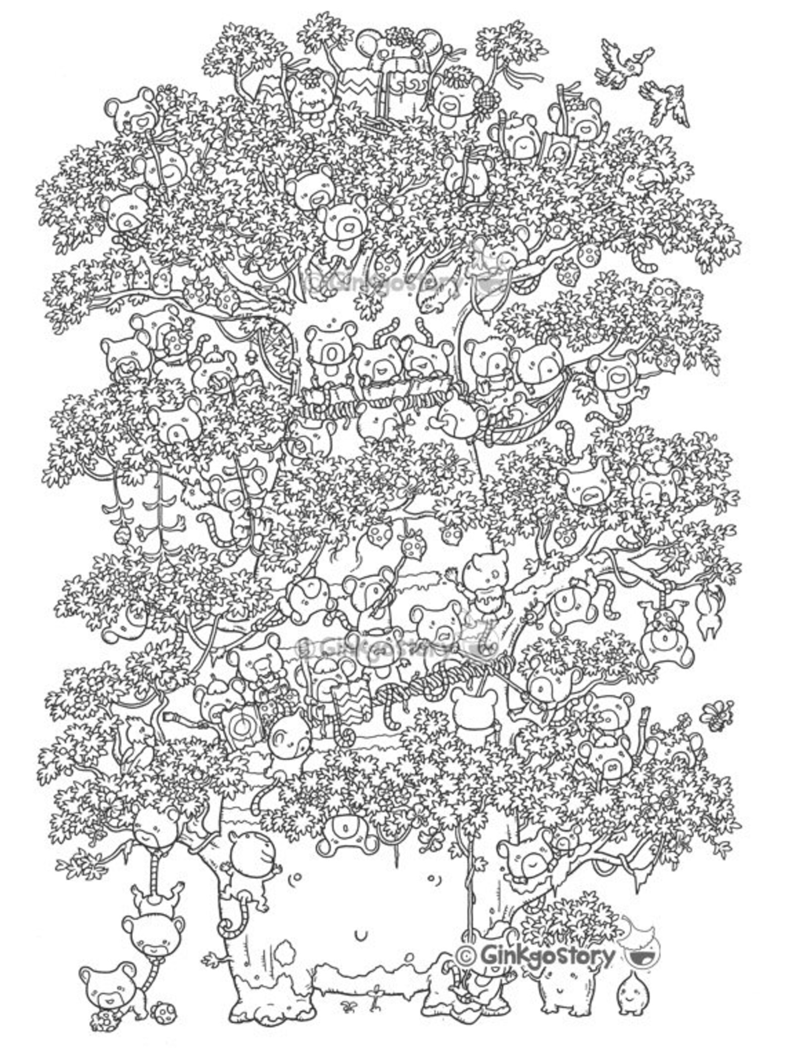 Treetop Monsters Coloring Pages / DIY Digital Printable Colouring Pages ...