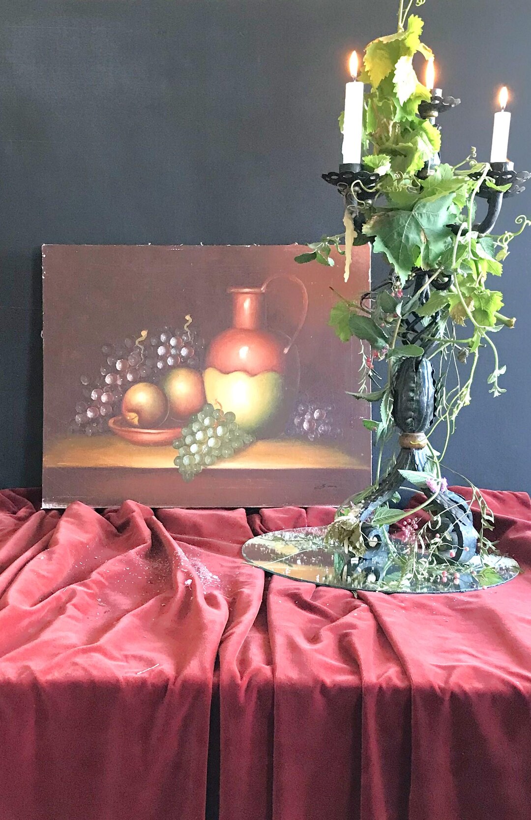 Vintage Still Life Oil Painting – Signed Portuguese Unframed Canvas Art ...