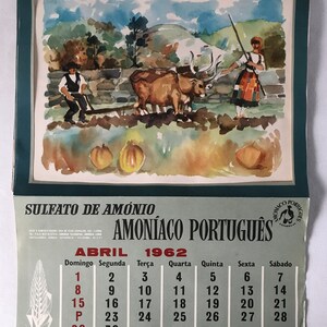 Rare 1962 Calendar by Amoníaco Português – 12 Colorful Antique ...