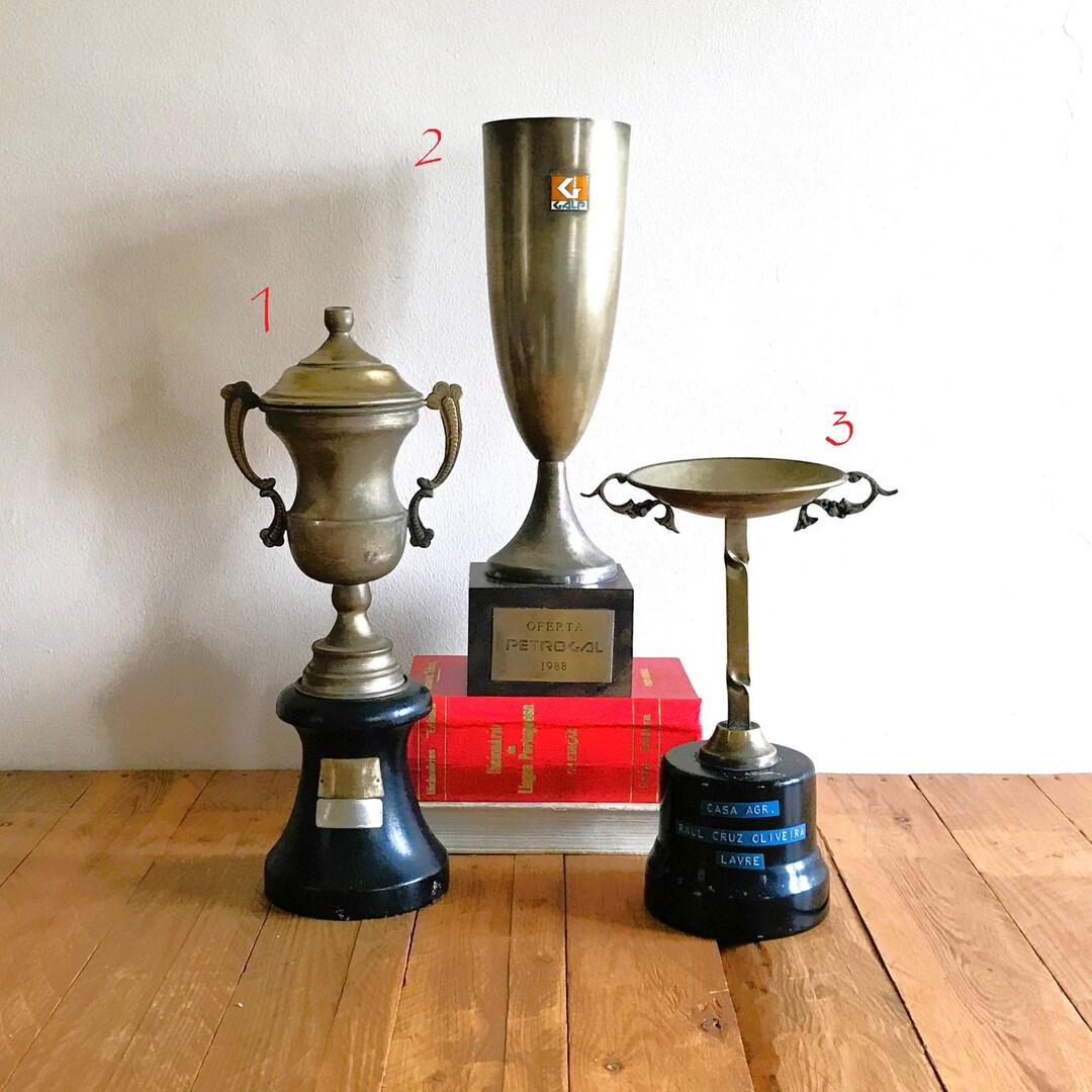 Vintage Metal Trophies, 3 Different Models With Beautiful Patina ...