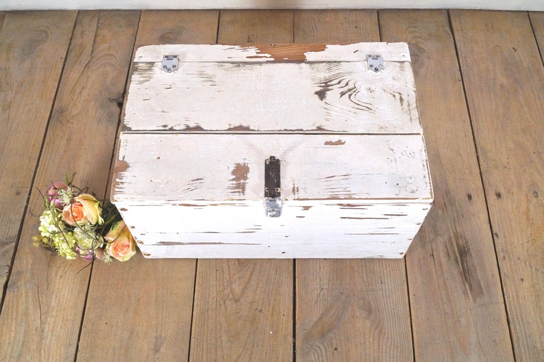Hand Painted White Wooden Trunk 1910s - Etsy