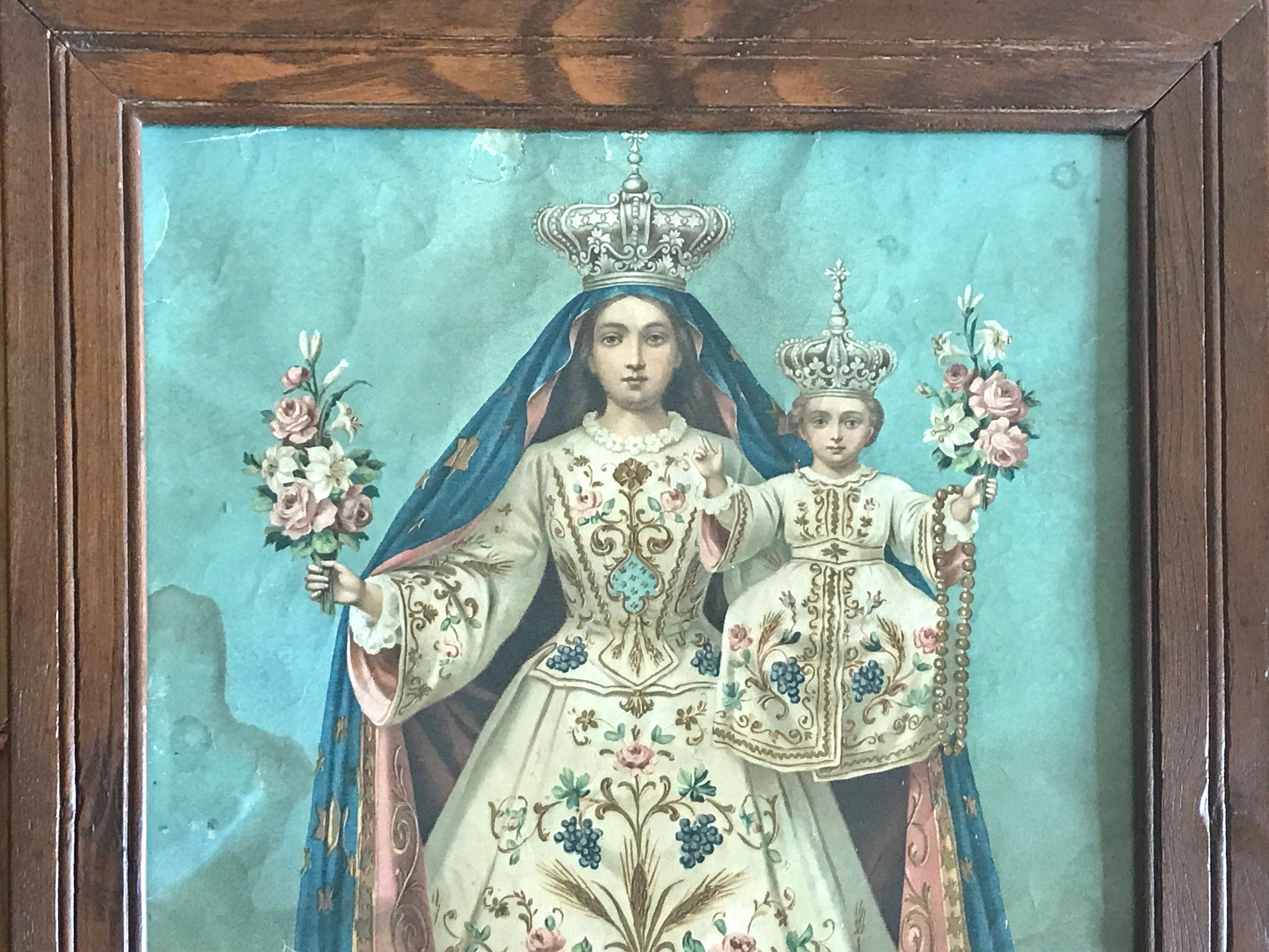 Antique Virgin Mary and Baby Wooden Framed Print (1900-1910) - Etsy