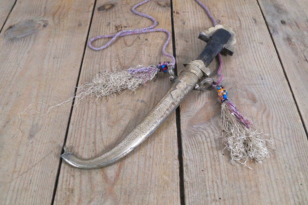 Vintage Berber Moroccan Dagger in Pure Moroccan Silver & Brass With ...
