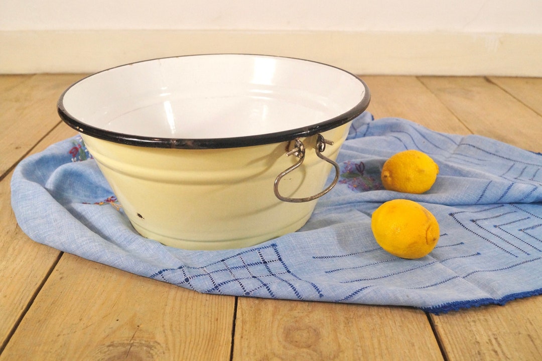 Large Enamel Basin With 1 Handle 1940s - Etsy