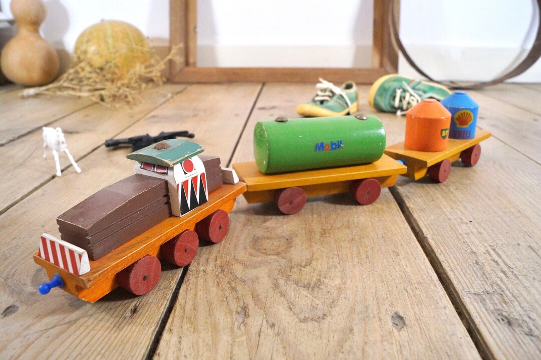 Vintage Wooden Toy Train Handmade in Portugal 1980s Fun, Interactive ...
