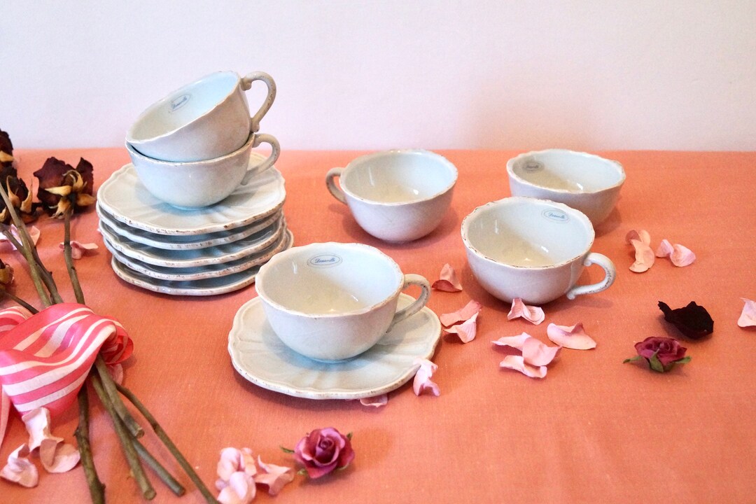 Set of 6 Faience Tea Cups and Saucers Louis XV Style 1990s - Etsy