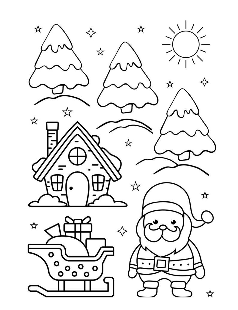 Holiday Kids Coloring Pages (4 Scenes) - Etsy
