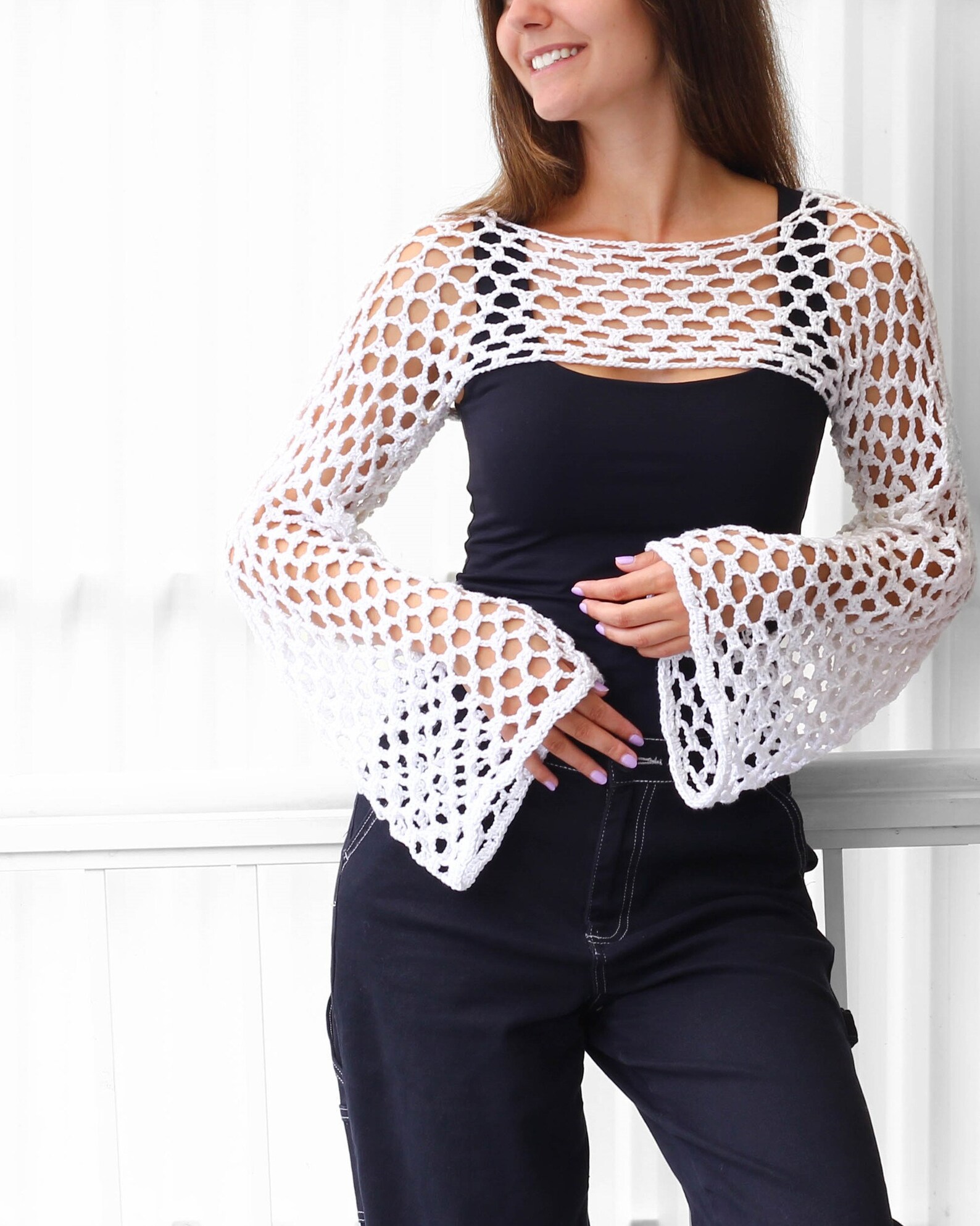 Crochet Pattern LILY Crochet Shrug Sleeves Pattern Women Crochet Top ...