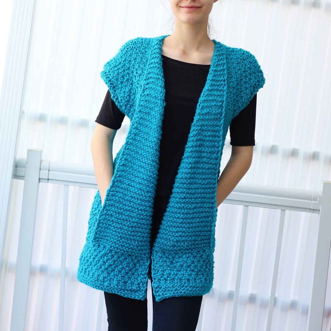 Knit Pattern, Patron Tricot, Daria Knit Vest PDF, Women Knit Cardigan ...