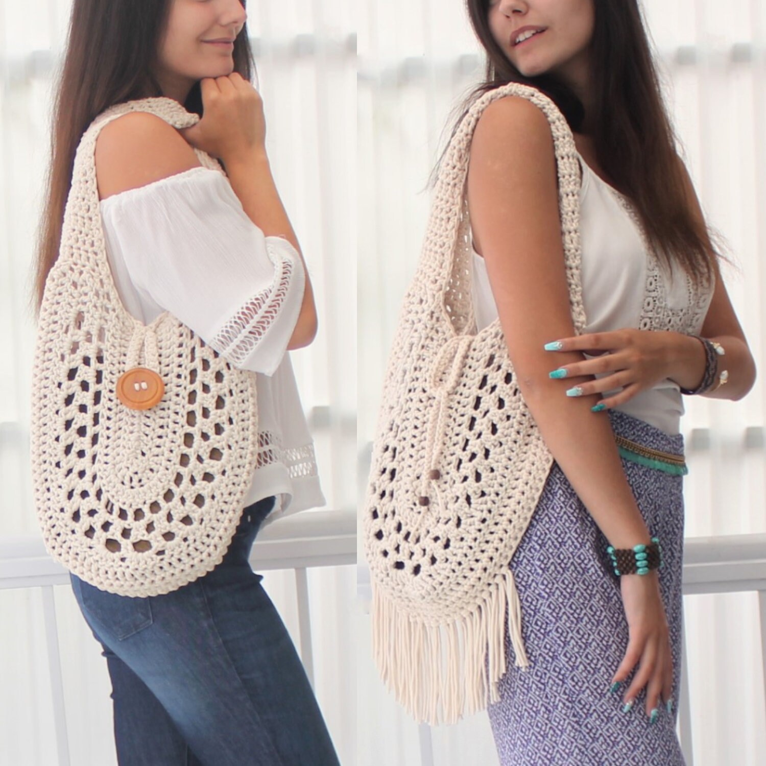 Crochet Bag Pattern-reversible Bag-convertible Bag- 2for1/ 2in1 Bag ...