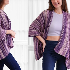 Crochet Pattern-emily Crochet Poncho-cardigan -customizable Pattern Top ...