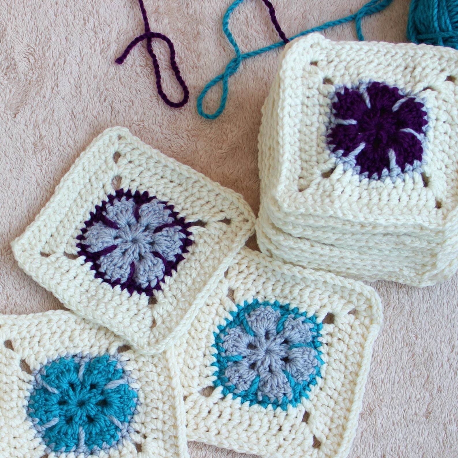 Easy Flower Square, Easy Square Pattern, Easy Crochet Granny Square ...