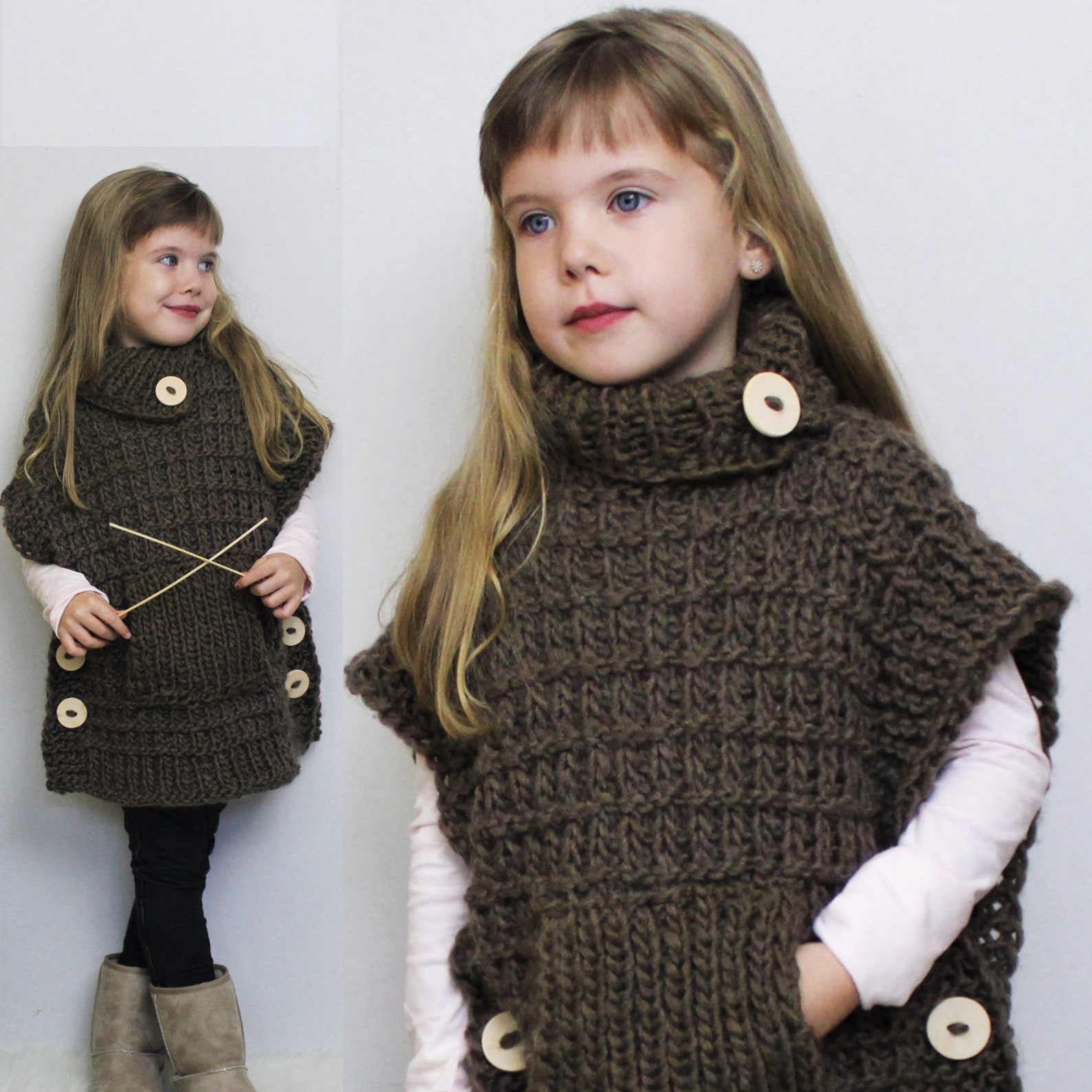 Knit Pattern Patron Tricot DAYANA Knit Poncho Pattern PDF | Etsy