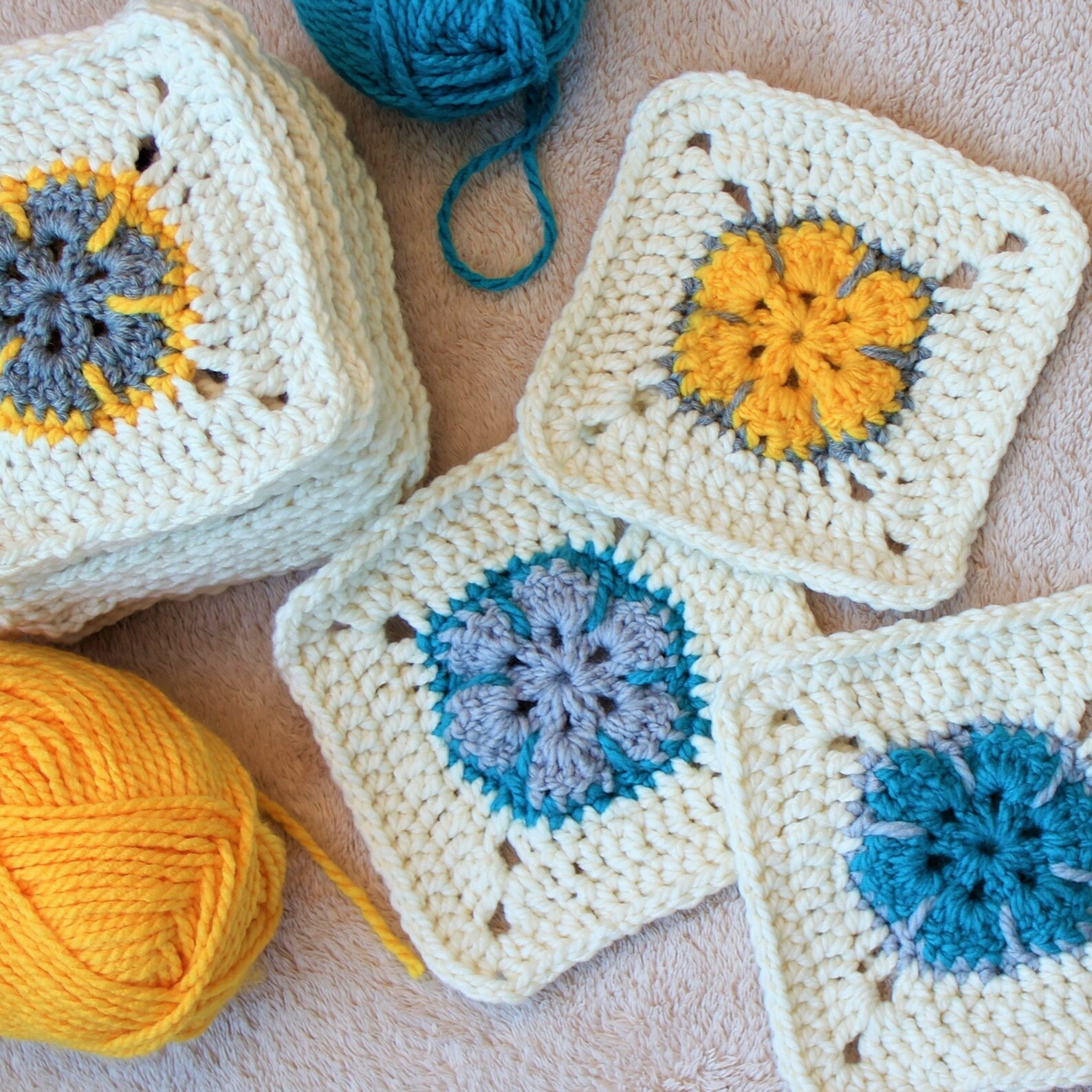 Easy Flower Square Easy Square Pattern Easy Crochet Granny | Etsy