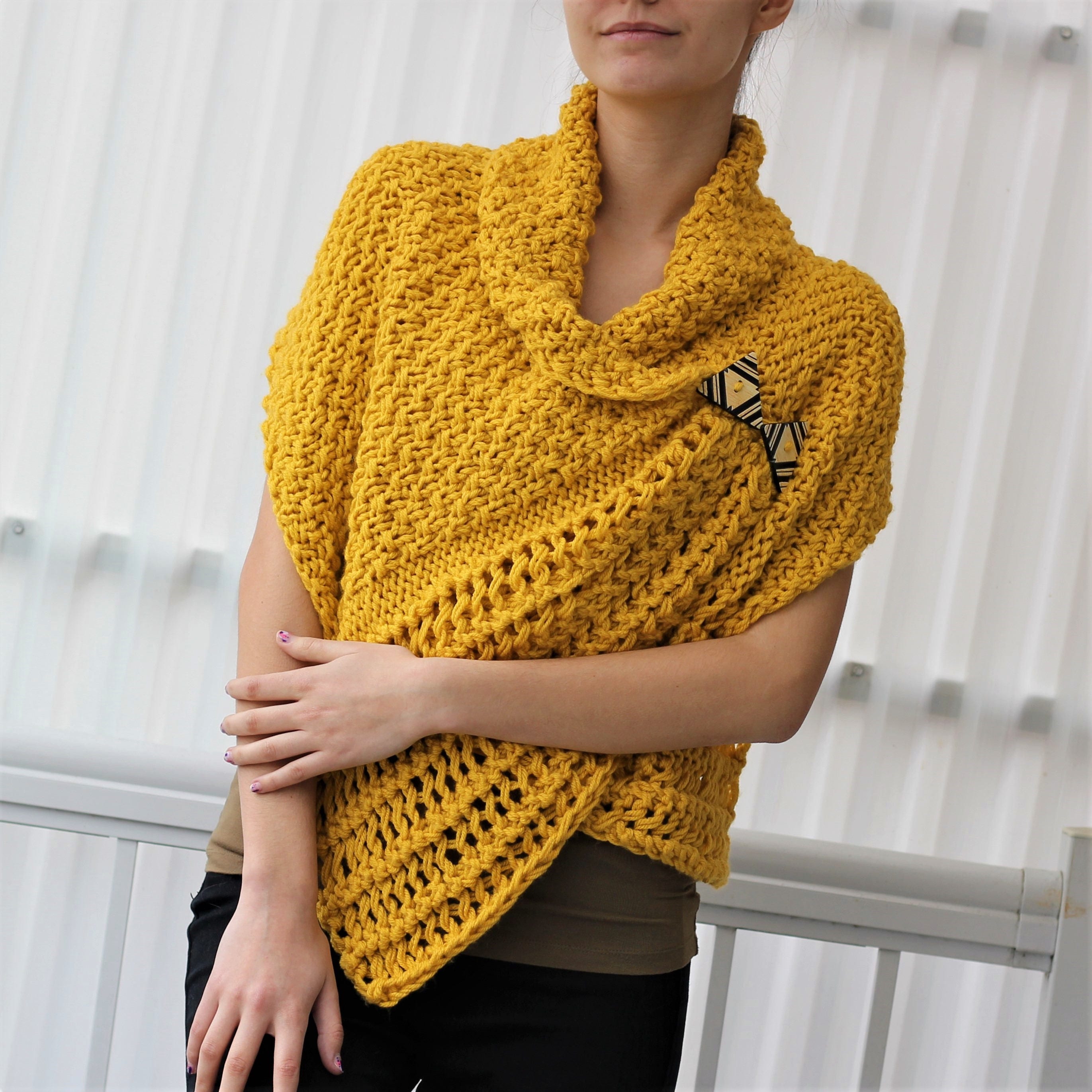 Easy Knitting Pattern, Beginner Wrap PDF, Patron Tricot, Corali Knitted ...