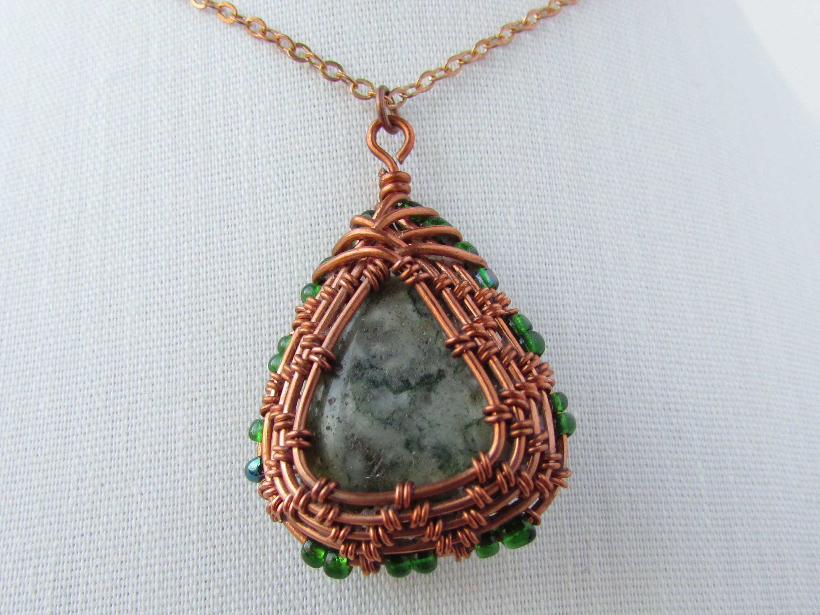 Green Triangle Gemstone Pendant, Copper Wire Jewelry, Sister Gift Idea ...