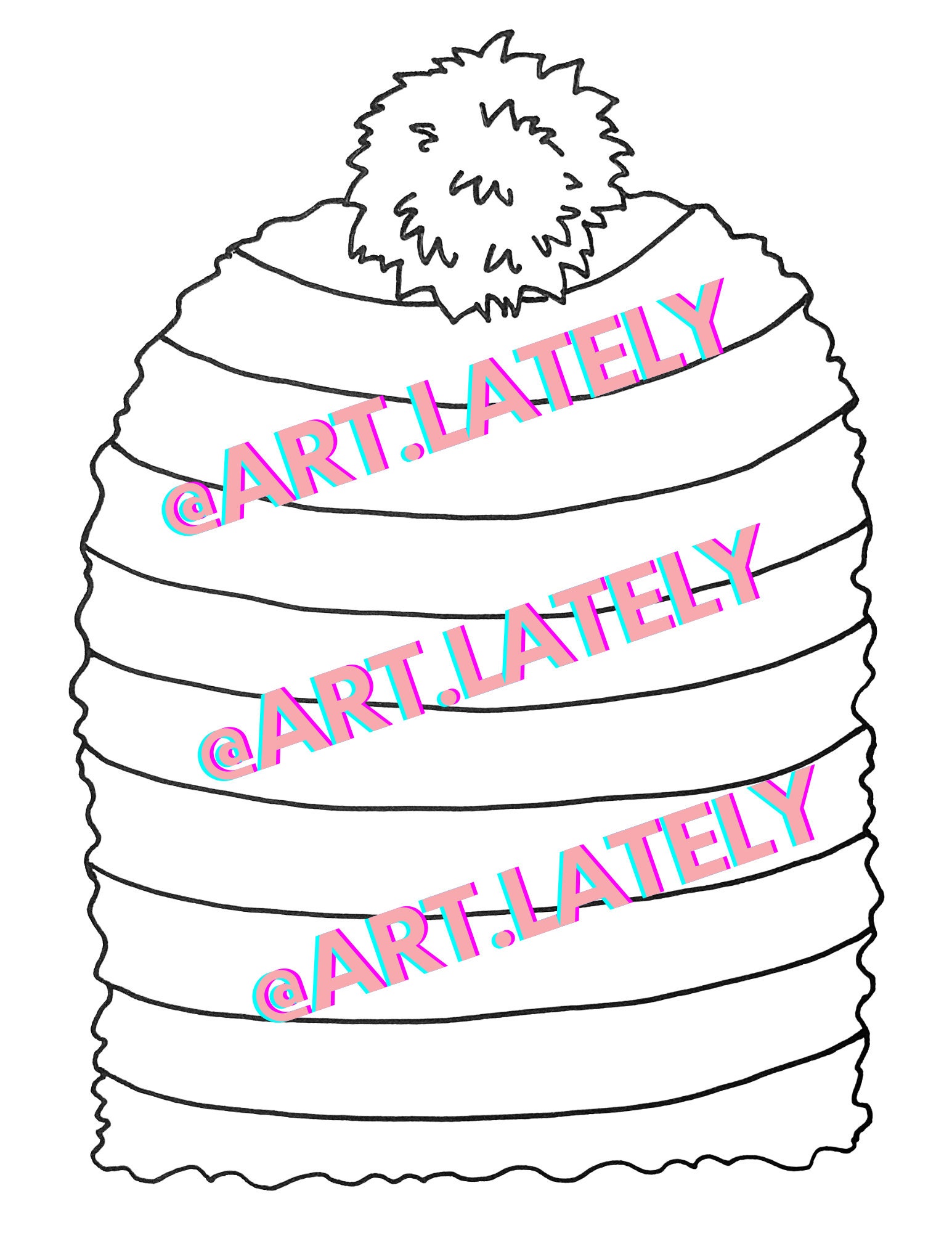 Stocking Hat Coloring Template **PDF Only** - Etsy